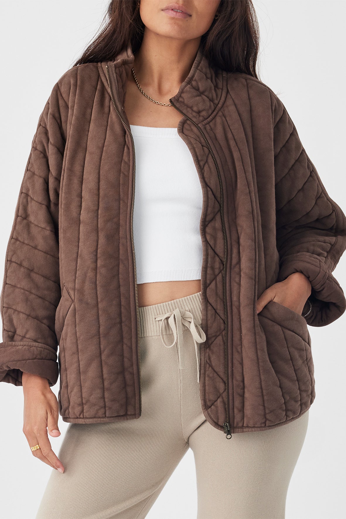 Tessa Quilted Cotton Jacket - Chocolate | ARCAA.