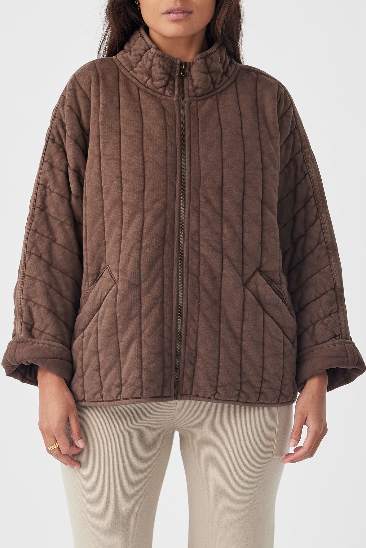 Tessa Quilted Cotton Jacket - Chocolate | ARCAA.