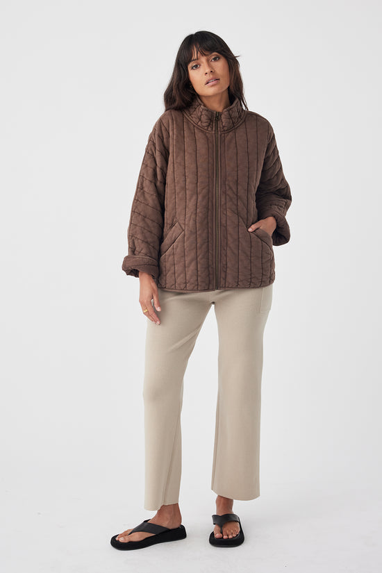 Tessa Quilted Cotton Jacket - Chocolate | ARCAA.
