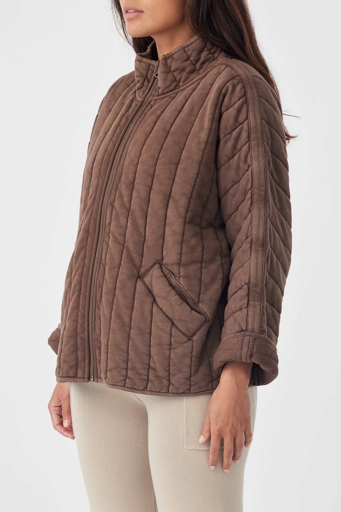 Tessa Quilted Cotton Jacket - Chocolate | ARCAA.