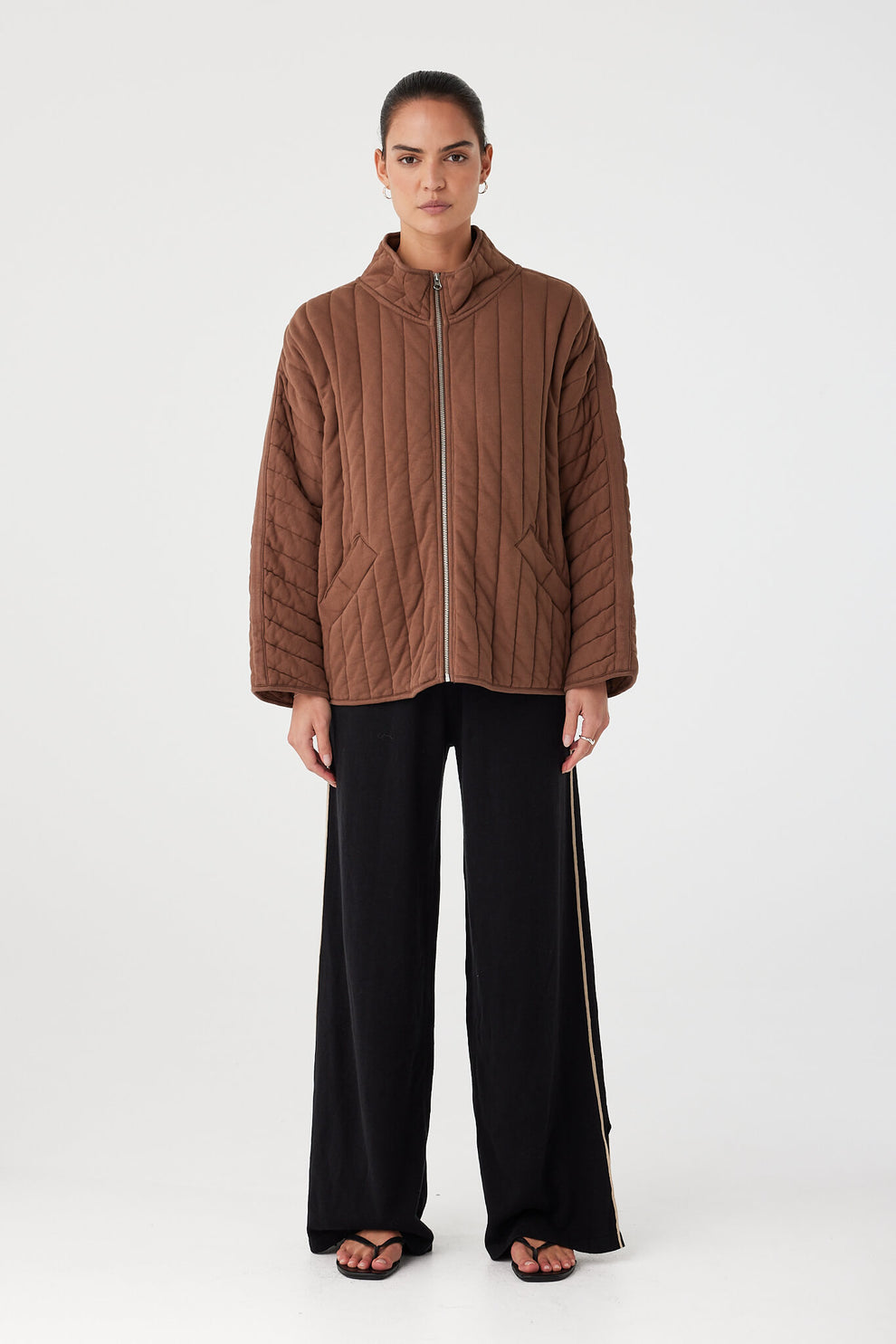 Tessa Quilted Cotton Jacket - Chocolate | ARCAA.